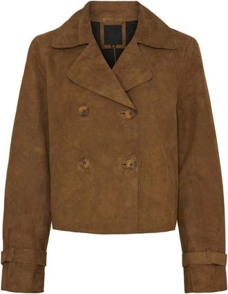 Notyz Notyz, Femme, Vestes, Brun, Taille: 42 FR Suede Short Trenchcoat