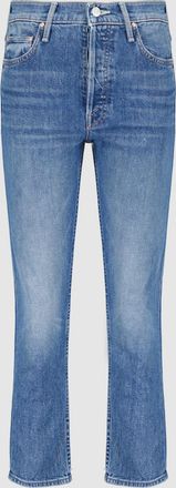 Mother Jean The Tomcat Jean Denim Bleu Kneeling On Stones