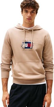 Tommy Hilfiger Sweat &agrave; Capuche Homme Linear Flag Graphic en Coton, Beige (Coastal Taupe), XL