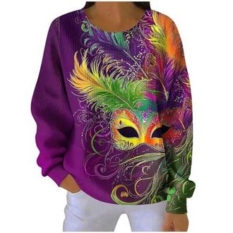 Generic Sweat &agrave; capuche d&eacute;contract&eacute; &agrave; manches longues et col rond c&ocirc;tel&eacute; pour femme, violet, 3XL