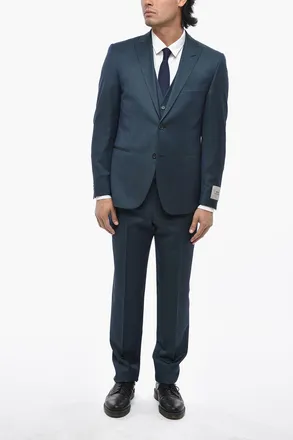Corneliani CC COLLECTION 3-Teiliger Anzug Aus Schurwolle Mit Leistentaschen Corneliani