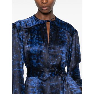 Isabel Marant Silk Abstract Print Day Dress - Blue