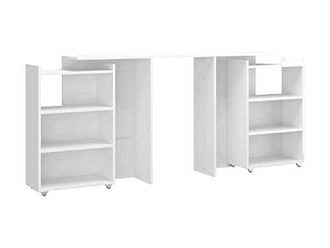 Dmora Kopfteil f&uuml;r Bett mit je einer Ablage an jeder Seite, wei&szlig; gl&auml;nzend, 144 x 79 x 28 cm