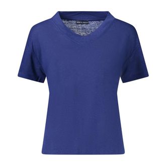 North Sails T-Shirt mit V-Ausschnitt und kurzen &Auml;rmeln - - Tops - Damen - Blau - L