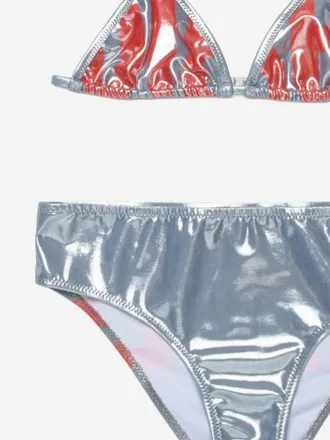 Diesel Girls Bikini Middy Silver Polyester Swimsuits Sea Clothing
