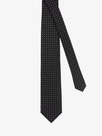 Tom Ford Mens Silk Tie With Geometric Pattern Black Ties & Bow