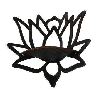 Soimiss Schwebendes Holz eckregal mit Lotus Muster Rechteckiges Wandregal Stabiles Lagerregal für Wohnzimmer Schlafzimmer Dekoratives Aufbewahrungs Ausstellun