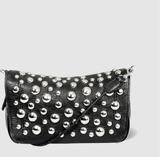 Jerome Dreyfuss Sac Bobi S Noir Grain&eacute; Silver, Capsule Rivets