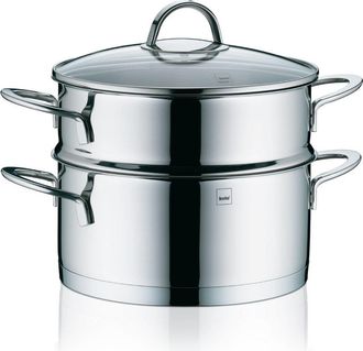 KELA 10994 Universaldünster mit Glasdeckel, Edelstahl, Induktionsgeeignet, 20 cm Durchmesser, 3,0 l Cailin