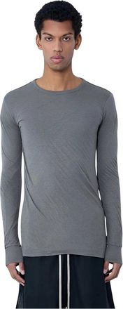 Rick Owens Homme, Tops, Gris, Taille: XL T-shirt &agrave; manches longues ras du cou