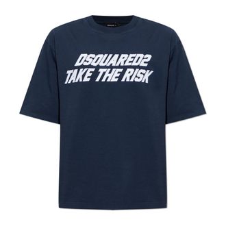 Dsquared2 Baumwoll-T-Shirt mit Logo - - Tops - Herren - Blau - S