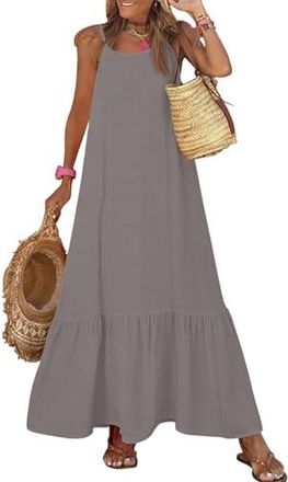 Generic Robes Longues Femmes &Eacute;t&eacute; Robe De Plage Femme Chic Et Elegant Longue pour Ete Fluide Dos Nu Style D&eacute;contract&eacute; M