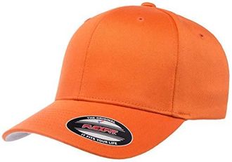 Flexfit Mens Athletic Baseball Fitted Cap Capuchon, Orange, S/M Homme
