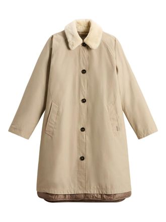 Woolrich Mantel mit Faux-Fur-Kragen - Nude