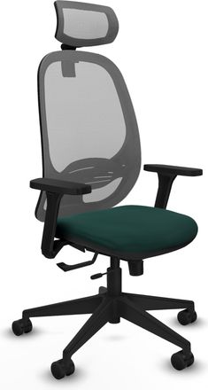 Piqueras y Crespo Stufenloser Stuhl mit 3D-Armlehnen, h&ouml;henverstellbarer Lendenwirbelst&uuml;tze und h&ouml;henverstellbarem Kopfteil und Neigungsverstellung. Ausgestattet mit Sy