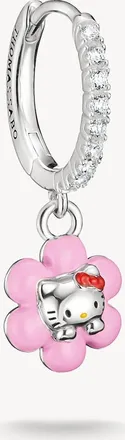 Thomas Sabo Hello Kitty boucle doreille cr&eacute;ole simple fleur avec zirconia blanc en argent, noir, rose
