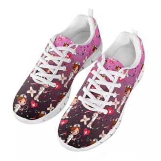 Showudesigns Krankenschwester Turnschuhe Damen Rosa Schwarz Sneaker Leichter Leichtathletik-Sportschuh Gehen Sie leicht spazieren Jogging-Laufschuhe - EU-Gr&ouml;&szlig;e 40