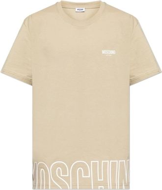 Moschino Homme, Tops, Beige, Taille: S T-Shirt Avec Logo