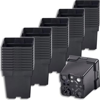 Wohnkult Pflanztopf Blumentopf Blumenkübel schwarz, klein, quadratisch, 3 zur Auswahl (2 l Volumen | 50 Stück)