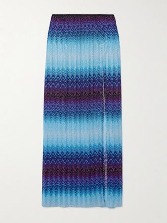 Missoni Midirock Aus Metallic-häkelstrick Mit Farbverlauf - Blau