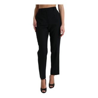 Dolce & Gabbana Schwarze High-Waist-Wollhose - - Trousers - Damen - Schwarzk - XL