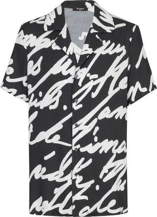 Balmain chemise à slogan imprimé - Noir