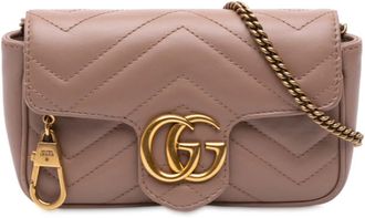 Gucci Hobo Bags - Mini GG Marmont Matelasse Leather Flap Crossbody - Gr. unisize - in Braun - f&uuml;r Damen