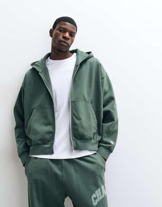 Champion Future Memories hoodie oversize zipp&eacute; int&eacute;gral vert
