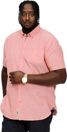 D555 Hazelwood Chemise &agrave; manches courtes en lin m&eacute;lang&eacute; pour homme Rose, rose, 6XL Grande taille Taille tall