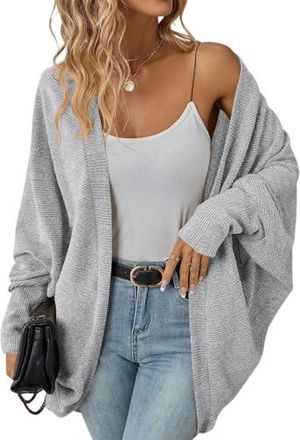 Generic Cardigan surdimensionn&eacute; pour femme - Chauve-souris &eacute;pais - Pull d&eacute;contract&eacute; ouvert sur le devant en tricot - Manteaux amples tendance - Pour les loisi