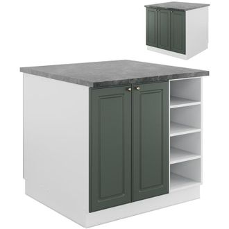 Vicco K&uuml;cheninsel Fame-Line, Gr&uuml;n-Gold Landhaus/Wei&szlig;, 90 cm ohne Arbeitsplatte
