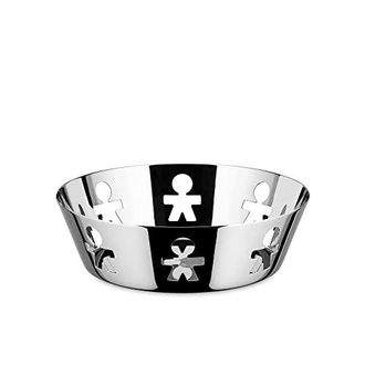 Alessi Girotondo | AKK03 Corbeille Ronde de Design &agrave; Bord Perfor&eacute;, Acier Poli, 18 cm