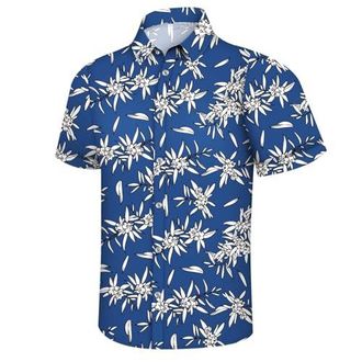 Generic Chemise hawa&iuml;enne &agrave; manches courtes pour homme - Sans plis - Boutonn&eacute;e - &Eacute;vacuation de lhumidit&eacute; - S&eacute;chage rapide - Imprim&eacute; d&eacute;contract&eacute; - Haut color&eacute; 