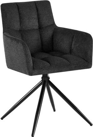 Clp Esszimmerstuhl Jonah, schwenkbarer Polsterstuhl mit Armlehne, 180° Auto-Rückstellmechanismus, Stoffbezug pflegeleicht, Stuhl für Küche, Farbe:schwarz