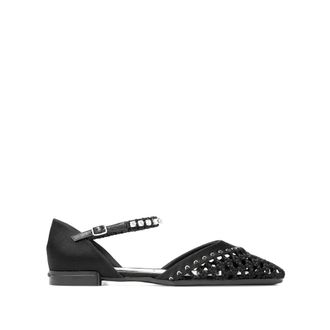 Jimmy Choo London Satin Ballerina Schwarze Kristall Schuhe - - Shoes - Damen - Schwarzk - 38 EU