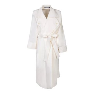 Issey Miyake Femme, Manteaux, Blanc, Taille: 40 FR Trench Lin Oversize