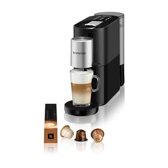 Krups Nespresso Krups Atelier Kaffeemaschine mit Milchaufsch&auml;umer, 1 L Wassertank, inkl. Glastasse+Kapseln, 19bar Druck, schwarz/silber, XN8908