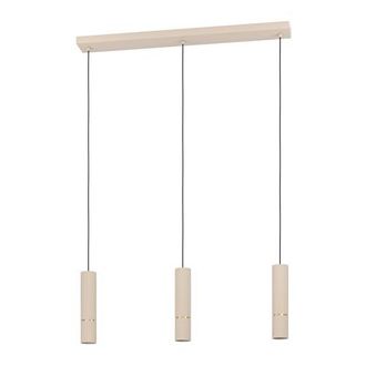 Eglo Suspension luminaire LED Caminia, lampe &agrave; susprendre pour table &agrave; manger, lustre chambre et salle &agrave; manger &agrave; 3 lampes, m&eacute;tal beige et dor&eacute;, ampoule GU