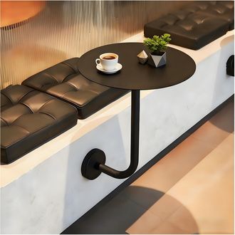 Generic Wandmontierter Runder Bartisch 30 35 40 50cm Beistelltisch Cocktailtisch L-Form Pub-Tisch mit Metall-Gestell & Runder Tischplatte Platzsparender, Wohn