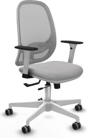 Piqueras y Crespo Stuhl aus grauem Netzgewebe mit 1D-Armen, h&ouml;henverstellbare Lendenwirbelst&uuml;tze, ausgestattet mit Syncro/Traslack und Schneideschaum. Mit Rollen von 65