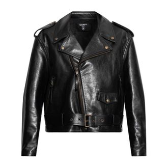Balmain Kurze Bikerjacke aus Leder - - Jackets - Herren - Schwarzk - 3XL
