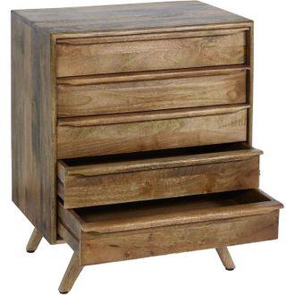 Hhg Neuwertig] Highboard HHG 195, Kommode Sideboard Schrank Schubladen Massiv-Holz Mango 81x65x43cm MVG-zertifiziert