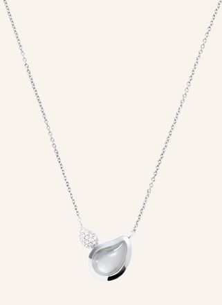 Tamara Comolli Tamara Comolli Halskette Necklace Signature 2 Drops Moonstone Grey / Diamond Pav&eacute; 18k Wei&szlig;gold silber