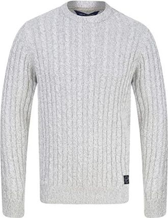 Tokyo Laundry Pull &agrave; col rond en tricot torsad&eacute; &eacute;pais pour homme, Gris &eacute;cru torsad&eacute;, M