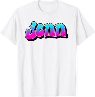 BDAZ Jenn Graffiti Personalisierter Name Blau Rosa Frauen M&auml;dchen T-Shirt