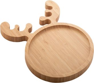 noTrash2003 Weihnachtliche Snackschale Snackteller Servierplatte für Advent Nikolaus Christmas Tapas Dipschale Nüsse Weihnachtsplätzchen in Rentier Form aus Holz 