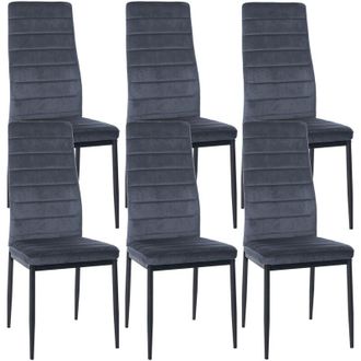 Clp Ensemble de 6 chaises de restauration Mayfair gris clair, velours