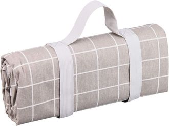 Les Jardins de la Comtesse Quadratische Picknick-Tischdecke Concorde - Rückenlehne aus Baumwolle und wasserfestem Polyester - 140 x 140 cm - beige und weiß - Auch für Gartentisc