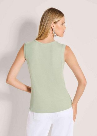 Madeleine Kurzarmshirt Elegantes Kurzarm Sommeroberteil mit Strass Viskose-Shirt mit Rundhalsausschnitt, &auml;rmellos