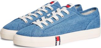 Tommy Jeans Plateausneaker TOMMY JEANS ARCHIVE Y2K DENIM, Damen, Gr. 36, denim, Baumwolle, unifarben, used, Schuhe Plateausneaker, Schn&uuml;rschuh, Halbschuh, Freizei